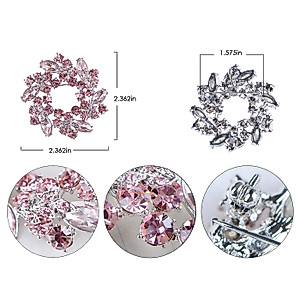 Alilang Womens Diamond Inspired Floral Wreath Holiday Christmas Old Fashion Brooch Pin, Pink