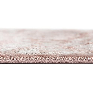 Unique Loom Oxford Collection Area Rug - Sheldonian (8' x 10' Oval, Pink/Ivory)
