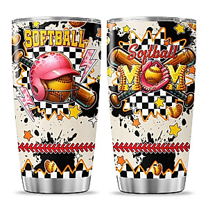 HUBUPU Checkered Water Funny Modern Mother Tumblers Simply Mama For Coffee Cups Women Mothers Simple, Softball Gifts, Tumbler 20 Oz With Lid And Straw, Softball Mom Colorful