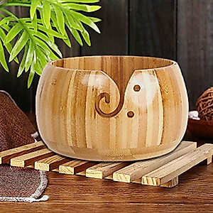 Dumta Dustproof Natural Wooden Wool Yarn Storage Bowl Crochet Knitting Needle Storage Holder Knitting Supplies Organizer