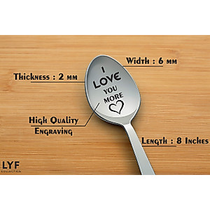I Love You More -Stamped Stainless Steel- Tea, Coffee, Dessert & Soup Spoon - Romantic gift- Gifts for Couples- Gift for Love- Crafted By LYF Collection