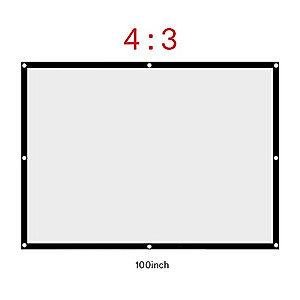 60-100 Inch Portable Foldable Non-Crease White Projector Curtain Projection Screen 4:3(100 inches)