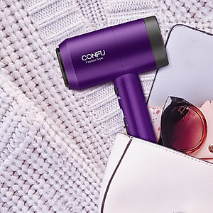 CONFU 1600W Hair Dryer, Lightweight Hair Blow Dryer, Ionic Hair Dryers with Diffuser & Concentrator & Cool Shot Button for Travel Salon Home Use, Purple