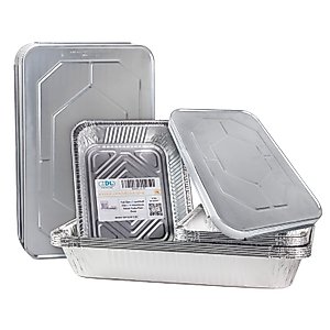 IDL Packaging Aluminum Foil Pans with Lids, Deep - 15 pc Chafing Dish Set - 5 Full Size and 10 Half Size Steam Table Pans + Lids - Disposable Cookware for Catering, Buffet, Party, BBQ