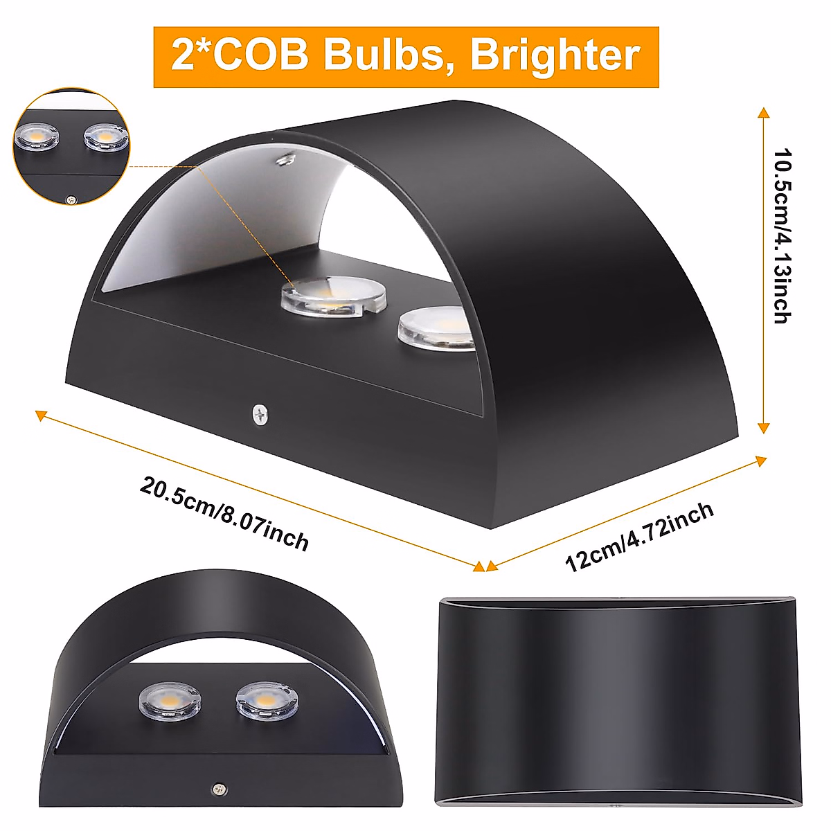 Hollymaze Modern Wall Sconces, Dimmable Wall Sconce Up and Down Wall Mount Light Black LED 14W Aluminum Wall Light Fixtures for Living Room Bedroom Hallway Stairway Corridor (Warm White)