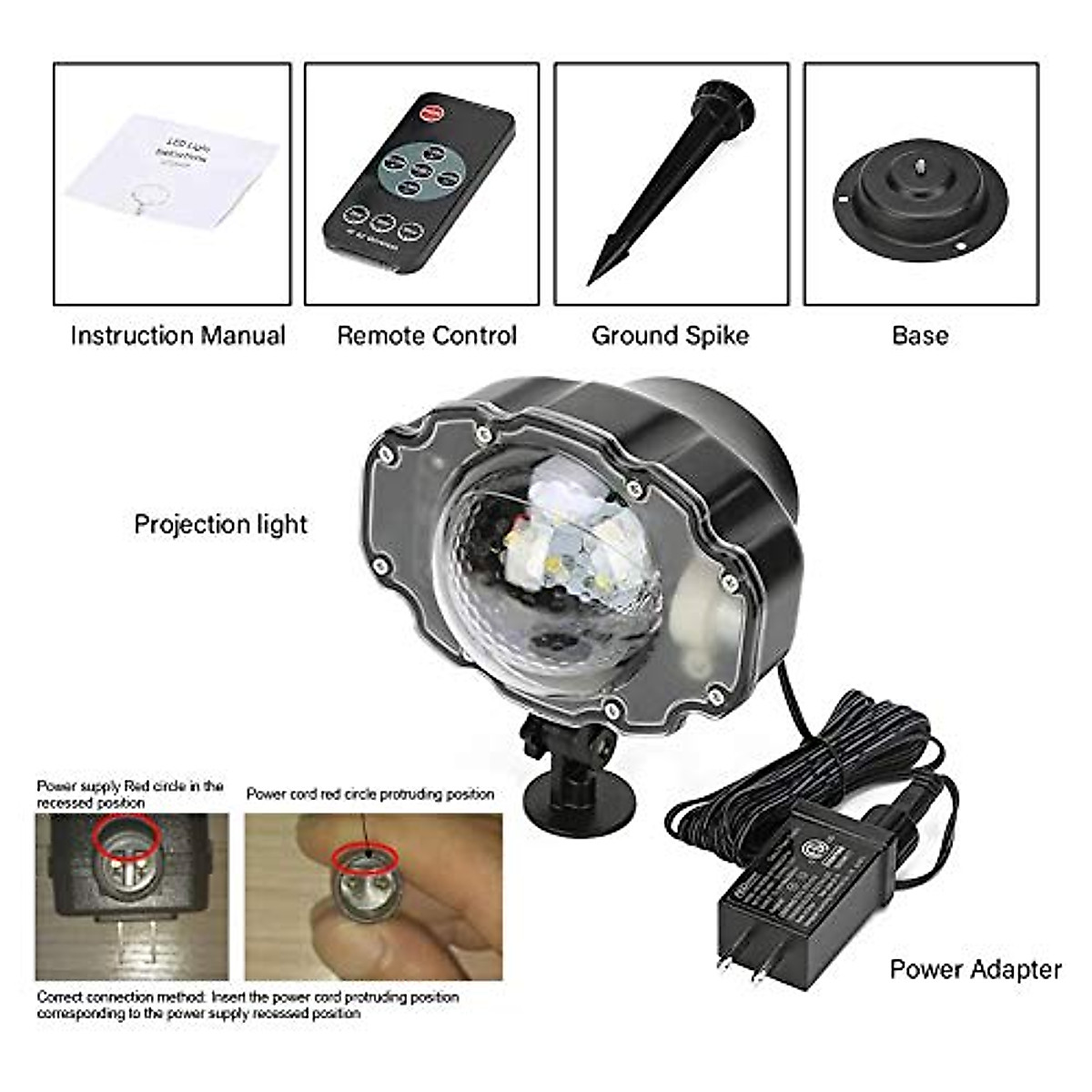 Snowfall LED Light Projector, Christmas Projector Lights with Remote Control, Rotating Snow Projector with IP65 Waterproof, Outdoor Decorative Lighting for Christmas Holiday, Party, Weeding, Garden