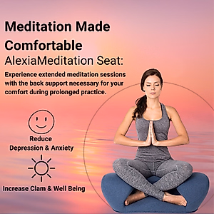 Alexia Meditation Seat "Ergonomically Correct for The Human Physiology Zen Yoga Ergonomic Chair Foam Cushion Home or Office (Fabric, Blue Angel)
