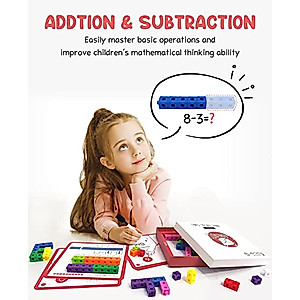 GAMENOTE Math Cubes Manipulatives with Activity Cards - Number Counting Blocks Toys Snap Linking Cube Math Counters for Kids Kindergarten Learning Activities