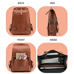 Handmade World Vintage Full Grain 20 Inch Tan Brown Leather Laptop Large Backpack Casual Bookbag Daypack Camping Travel Rucksack Knapsack