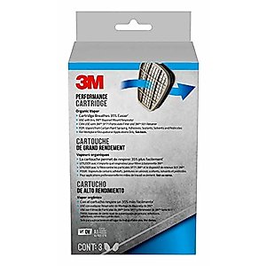 3M Organic Vapor Replacement Respirator Cartridge 6001PB1-3, For use with 3M 6000, 6500 and 7500 Series Facepieces, 3-Pairs