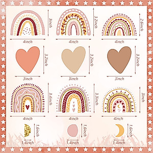 Flutesan 18 Pcs Boho Refrigerator Magnets Cute Rainbow Magnetic Stickers Locker Magnets for Girls Boho Party Supplies Boho Kitchen Magnetic Decorations Birthday Baby Shower Locker Accessories Girls