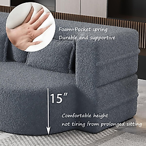 Tdewlye Folding Sofa Bed, Fold Out Futon Sofá Bed, Foldable Floor Couch Bed with Memory Foam, Convertible Full Sleeper Couch Bed, Stylish Lazy Sofa Bed for Living Room, Guest Room (Grey-k)