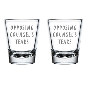 MIP Set of 2 Shot Glasses 1.75oz Shot Glass Opposing Counsel's Tears Funny Lawyer Attorney Law Graduate Gift