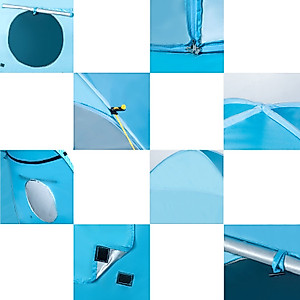 Extra Large Beach Tent Sun Shade Shelter Pop Up Instant Portable Outdoors 3-4 Person Beach Cabana Sets Up in Seconds, Blue, 78.7" L X 47.2" W X 51.2" H