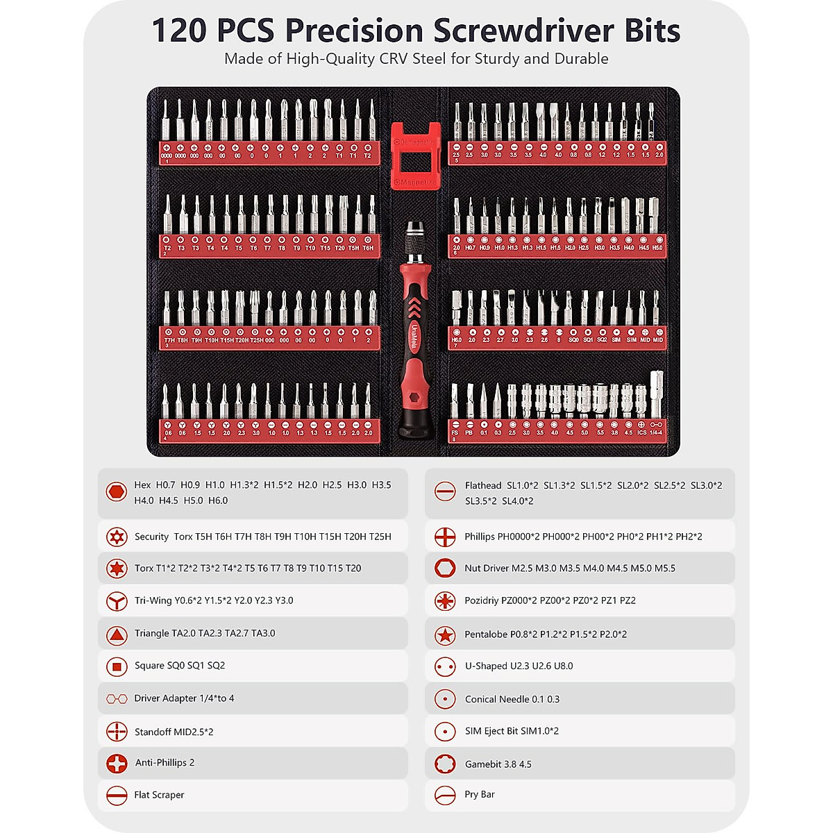 Precision Screwdriver Set, Computer Repair Tool Kit, 146 PCS Laptop Screwdriver Kit with 123 Bits, Magnetic Mat, Magnetizer, for iPhone, MacBook, PC, Tablet, PS5, Xbox, Switch, Game Console