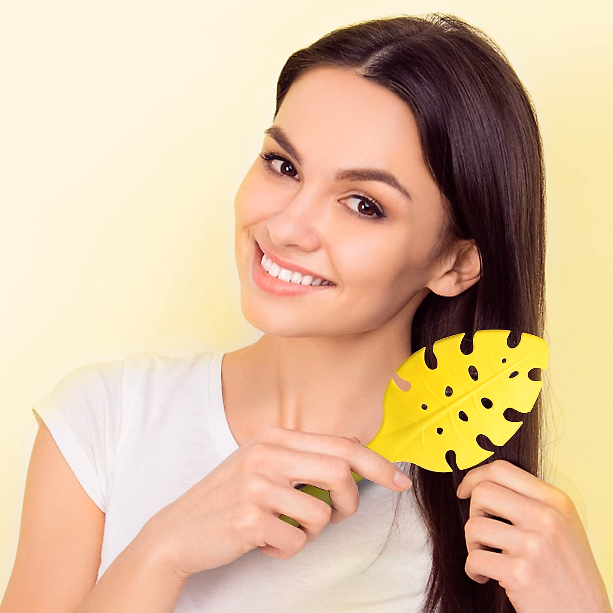 CANDYBRUSH Hair Brush for Women Toddler Girls Extremely Soft TPEE for Fine Hair Detangling Leaf Form Vented Brushes Mood-Boosting Hairbrush with Lemon Scented Yellow Large