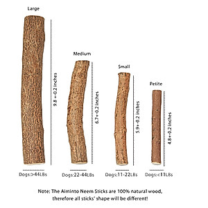 aiminto Neem Stick for Dog Chew, 100% Organic, Natural Toothpaste, Teething, Dental Care, (Large Dog >44LBs, Pack of 3 Pieces)