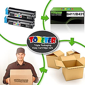 ToBeter B411/B431 44574701 Compatible Toner Cartridge Replacement for OKI Okidata b411 b411d b411f b411dn b431d b431dn mb491 mb461 mb471 mb471w Printer(2 Pack, Black)