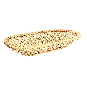 Holibanna Rattan Woven Storage Tray Guest Towel Tray Napkin Holder Sundries Basket Tabletop Organizer for Vanity Bathroom Tea Table