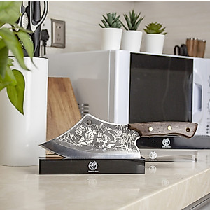 ZENG JIA DAO Meat Cleaver Knives with Sheath - 8'' Hand Forged Butcher Knife with Tiger Style - Heavy Duty Chopping Knife - Rival to Damascus Cleaver Knife for Home, Restaurant - 2023 Gift