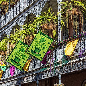 Tatuo Happy St. Patrick's Day Garden Flag Double Sided Holiday Yard Flag Shamrocks Green Hat Decorative Garden Flag Burlap Yard Winter Flag for Garden and Home Decorations (12.5 x 18 Inch)