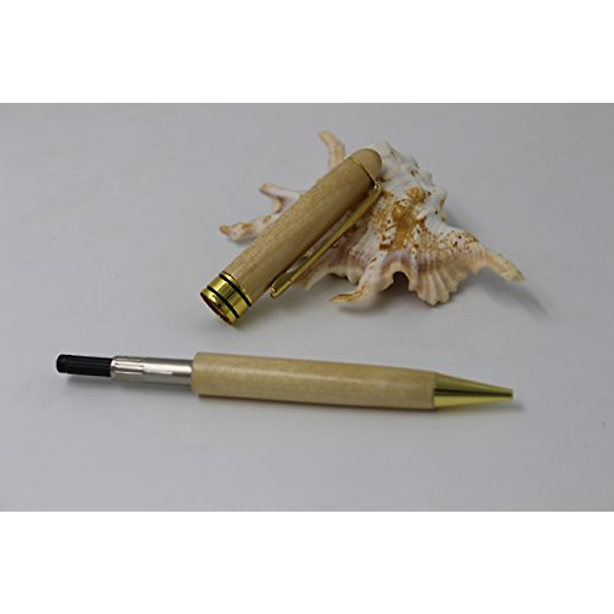 JASON YUEN 5PCS PACK Wooden Eco pen White wood ballpoint pens with gold accessories (Model A, 5PCS WHITE WOODEN)