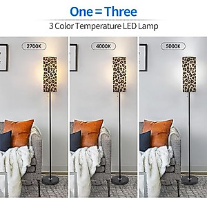 Modern Standing Lamps leopard fabric other hand drawn skin snake skin Minimalist Floor Lamp Rustic Country Metal Pole Lamp with Linen Lampshade for Bedroom Living Room Office Nursery Reading