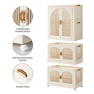 EHAMILY Portable Kids Closet Children's Wardrobe Collapsible Plastic Baby Clothes Large Cabinet Bedroom Nursery Armoire Quick Install Toddler Dresser with Hanging Rod and Door,White