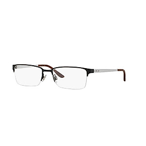 Ralph by Ralph Lauren Men's RL5089 Rectangular Prescription Eyewear Frames, Semi-Shiny Black/Demo Lens, 54 mm