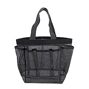 convinced8 Mesh Shower Caddy Basket, Mesh Totes-Shower Caddy Portable Bath & Toiletry Organizer-Bag with 8 Outer Pockets for College Dorm, Travel, Camping (Gray, One Size)