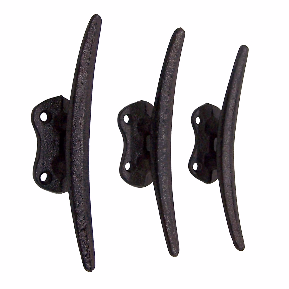 Brown Boat Cleat Cast Iron Wall Hooks, Wall Mounted for Hanging Coats, Purses, Towels, Hats, Beach Themed Wall Décor, Set of 3, 5.75 Inches High