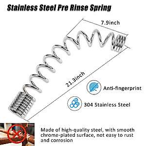 TCEUMIK Spray Valve with 44inch Flexible Hose & Pre Rinse Spring for Commercial Restaurant Sink Faucet 1.42GPM High-Pressure Dish Sprayer Stainless Steel Hose & Overhead Spring (Gray)