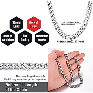 LEWECEEO Padlock Necklace Stainless Steel Lover Heart Lock Collar Choker for Men Women Silver 16-20 inch