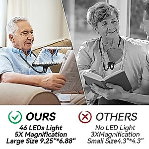 NZQXJXZ 5X Rechargeable Hands Free Magnifying Glass Flexible Gooseneck Full Book Page Magnifier for Reading 43 Ultra-Bright LED Light for Neck Wear Repair Sewing Low Eyesight Seniors
