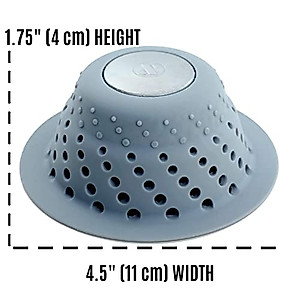 SlipX Solutions Dome Drain Protector for Shower & Tub, Fits Over Drains to Prevent and Stop Clogs (Pop-Up Drains Effective Hair Catcher, Silicone & Stainless Steel, Gray)