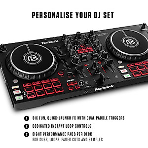 Numark Mixtrack Pro FX + HF125 – 2 Deck DJ Controller For Serato DJ with DJ Mixer, Built-in Audio Interface, and Professional DJ Headphones