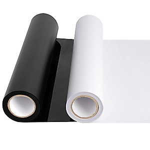 HTV Black and White Heat Transfer Vinyl Rolls, 12" x 20ft HTV Iron on Vinyl for Shirts, Black & White Vinyl for Cricut, Cameo, Heat Press Machines (2 Rolls 12 Inches x 10 Feet Each)