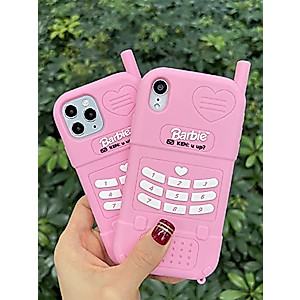 Filaco Pink Silicon Case Compatible with iPhone XR 6.1inch, 3D Cute Pink Retro Phone Case, Soft Protective Cover for Women Girls