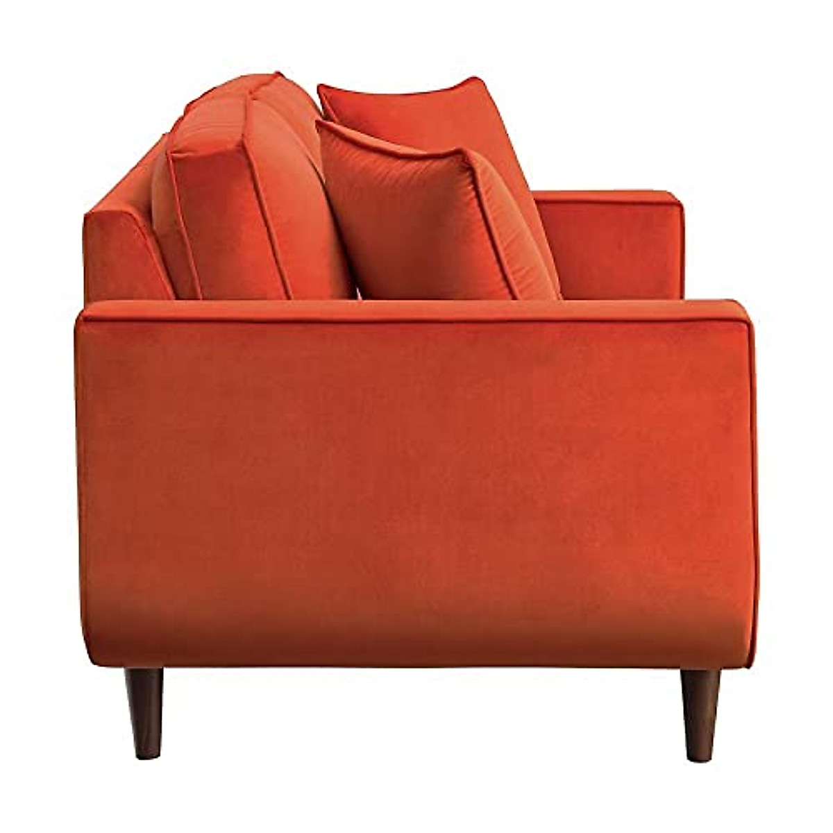 Lexicon Rand 59" Modern Velvet Loveseat with 2 Pillows in Orange