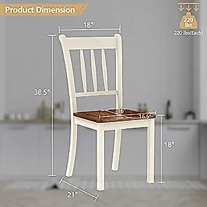KOTEK Solid Wood Dining Chairs, Armless Kitchen Chairs with Curved Slat Back, Modern Dining Room Chairs, Side Chairs for Dining Room, Kitchen, Restaurant, Set of 4 (Ivory)