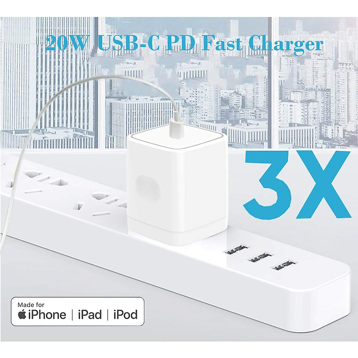 [MFi Certified] iPhone Charger Fast Charging,20W USB C Wall Charger Adapter with 6.6FT USB C to Lightning Cable for iPhone 14 Pro/14 Plus/13/12 Mini/12 Pro Max/11/X/XR/XS/8, iPad, AirPods Pro