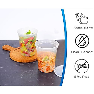 EDI [32 OZ, 200 Sets] Wholesale Plastic Deli Food Storage Containers with Airtight Lids | Microwave-, Freezer-, Dishwasher-Safe | BPA Free | Heavy-Duty | Meal Prep | Leakproof | Recyclable