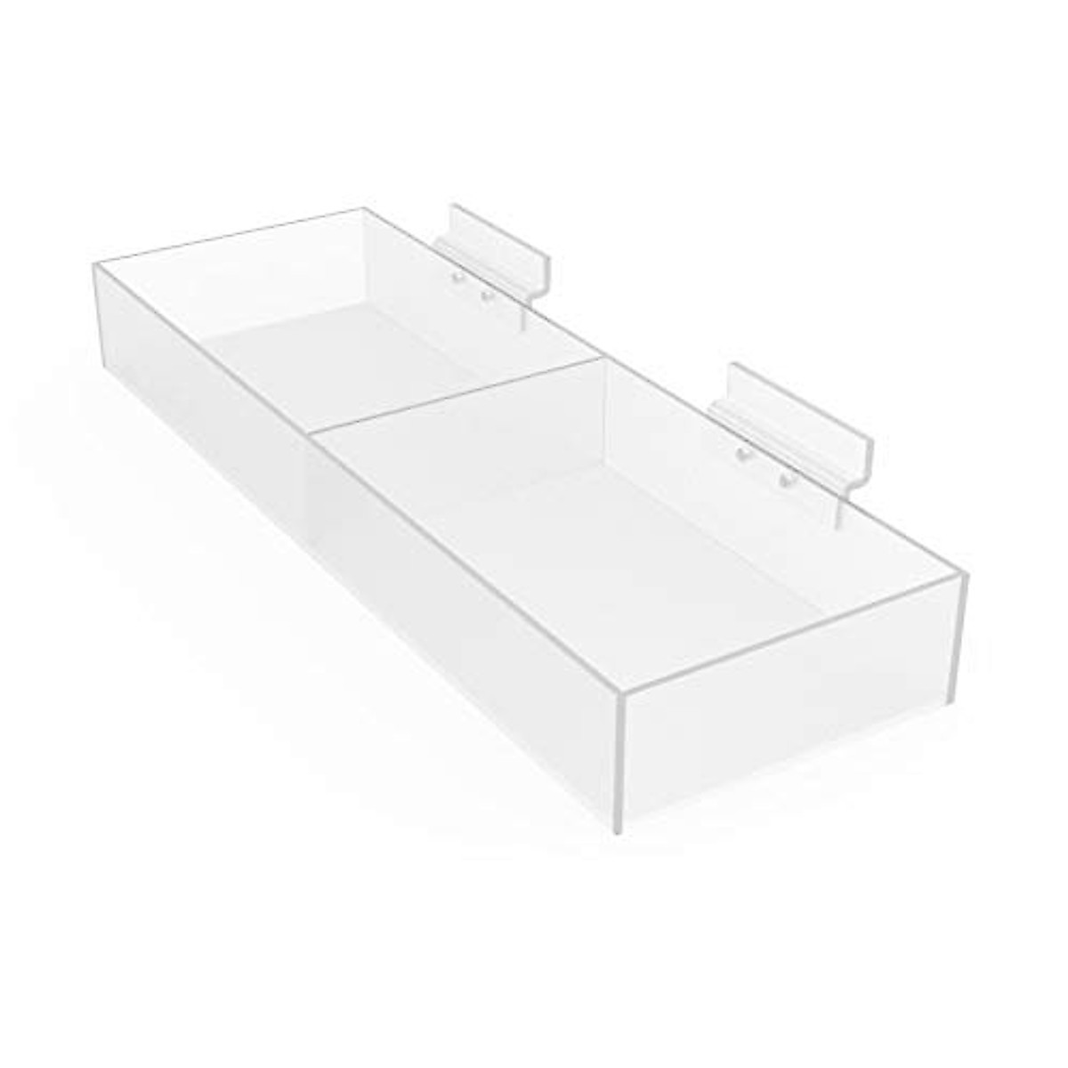 FixtureDisplays® Clear Acrylic Bin Transparent Plexiglass Organizer Tray Slatwall Basket 16.5W X 5.5D X 2.5"H Double Slot Plexiglass Holder Removalbe Hook 11709-15CNEW