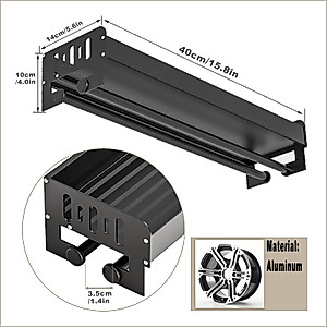 CARRTAN Wine Rack Wall Mounted with Wine Glass Holder - Hanging Wine Rack - Modern Minimalist Style Metal Wine Rack & Mounted Wine Rack 15.8 x 5.5 x 4 in(Black)