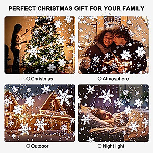 Christmas Snowflake Projector Lights, ALINKEY Highlight Dynamic LED Snow Light Projection, IP65 Waterproof Snowfall Spotlight Lighting Decor for Xmas Holiday Party Wedding Garden Landscape Home