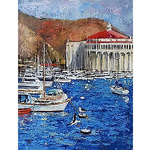 SOLD Harbor at Avalon, Catalina Island California by Internationally Renowned Painter Yary Dluhos