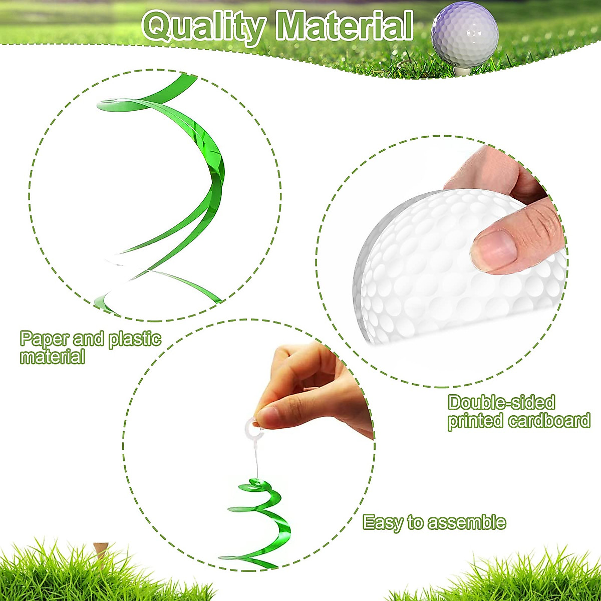 48Pcs Golf Party Decorations Hanging Swirls, Golf Theme Party Supplies Birthday Golf Sports Cutouts Foil Streamers Wall Ceiling Hanging Spirals Decor for Boys Kids Men