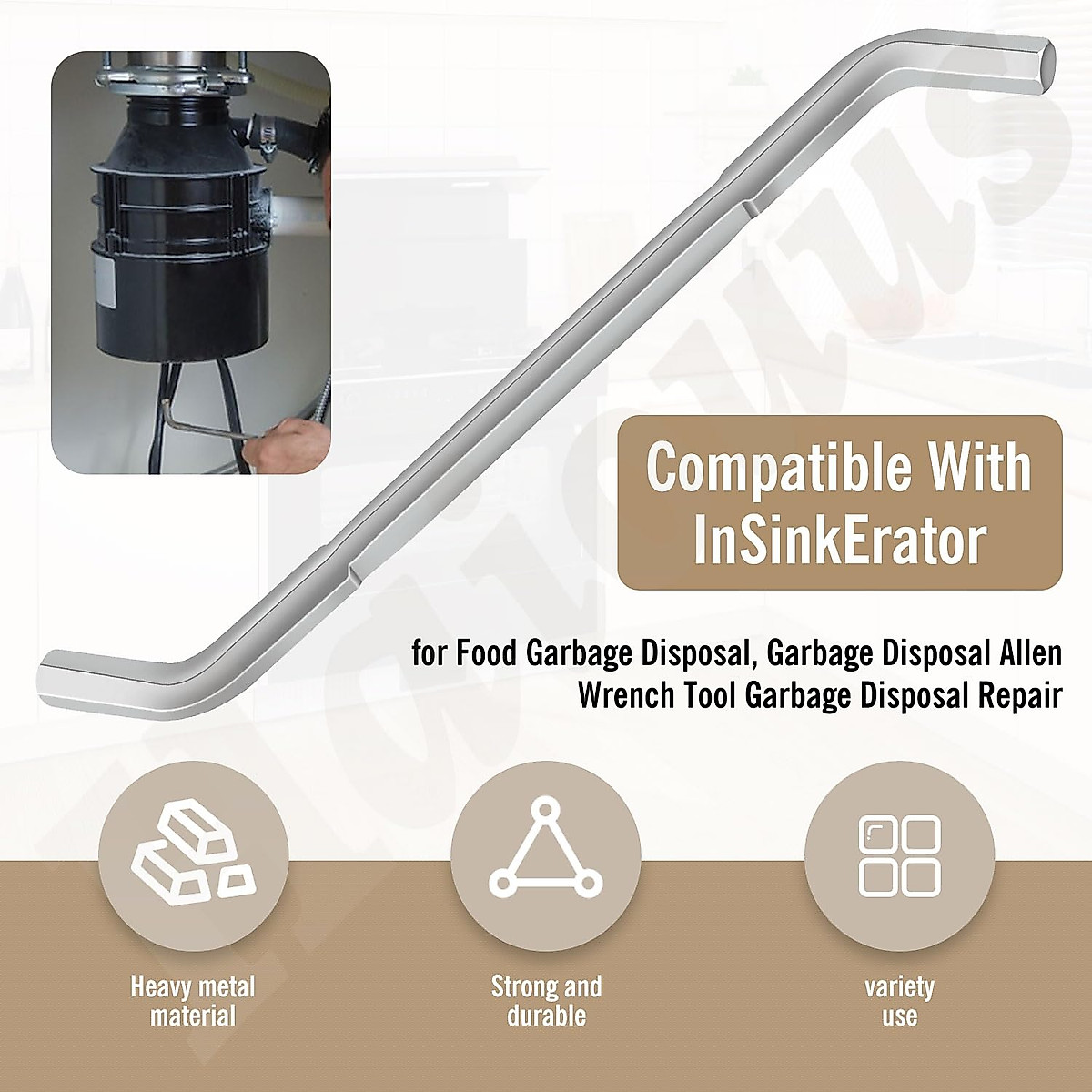 Garbage Disposal Wrench/Garbage Disposal Key Wrench, WRN-00 Jam-Buster Wrench, Compatible With InSinkErator, for Food Garbage Disposal, Garbage Disposal Allen Wrench Tool Garbage Disposal Repair