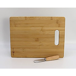 Gift Basket Village Board Of Directors Meat & Cheese Gift Arranged On Durable Bamboo Cutting Board With Sausage, Cheese and Crackers & A Spreader, Small, 8 Piece Set