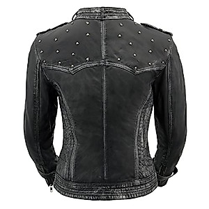 Milwaukee Leather SFL2840 Women's Black Sheepskin Leather Jacket Asymmetrical Zipper - Medium